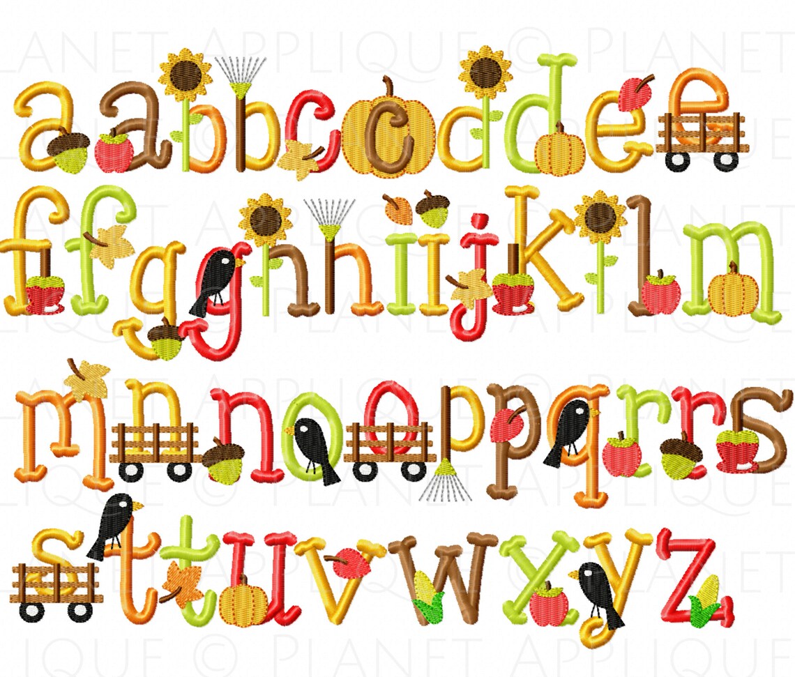Fall Alphabet Monogram Font Machine Embroidery Designs - Etsy