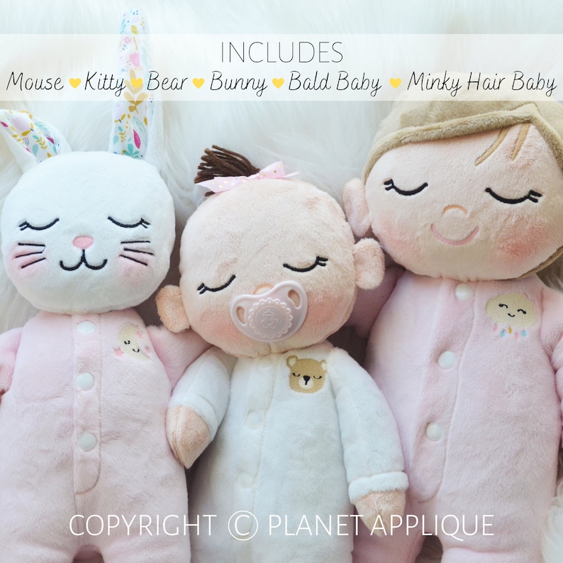 In the Hoop Snuggle Baby Cloth Doll SET Plush Softie Machine - Etsy