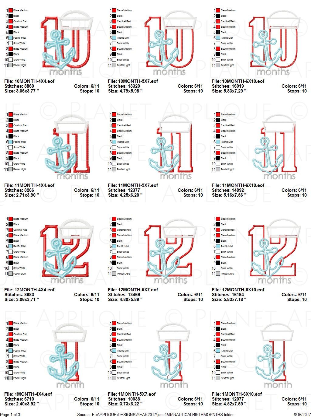 Nautical Birth Months Applique Alphabet Monogram Font Machine ...