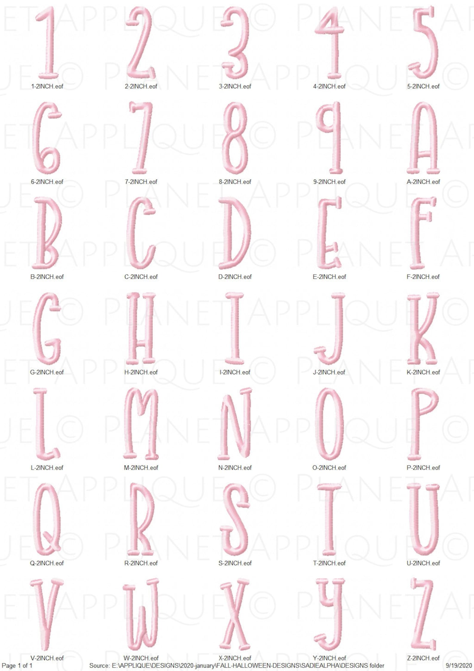 Sadie Monogram Font Alphabet Machine Embroidery Design Plain ...