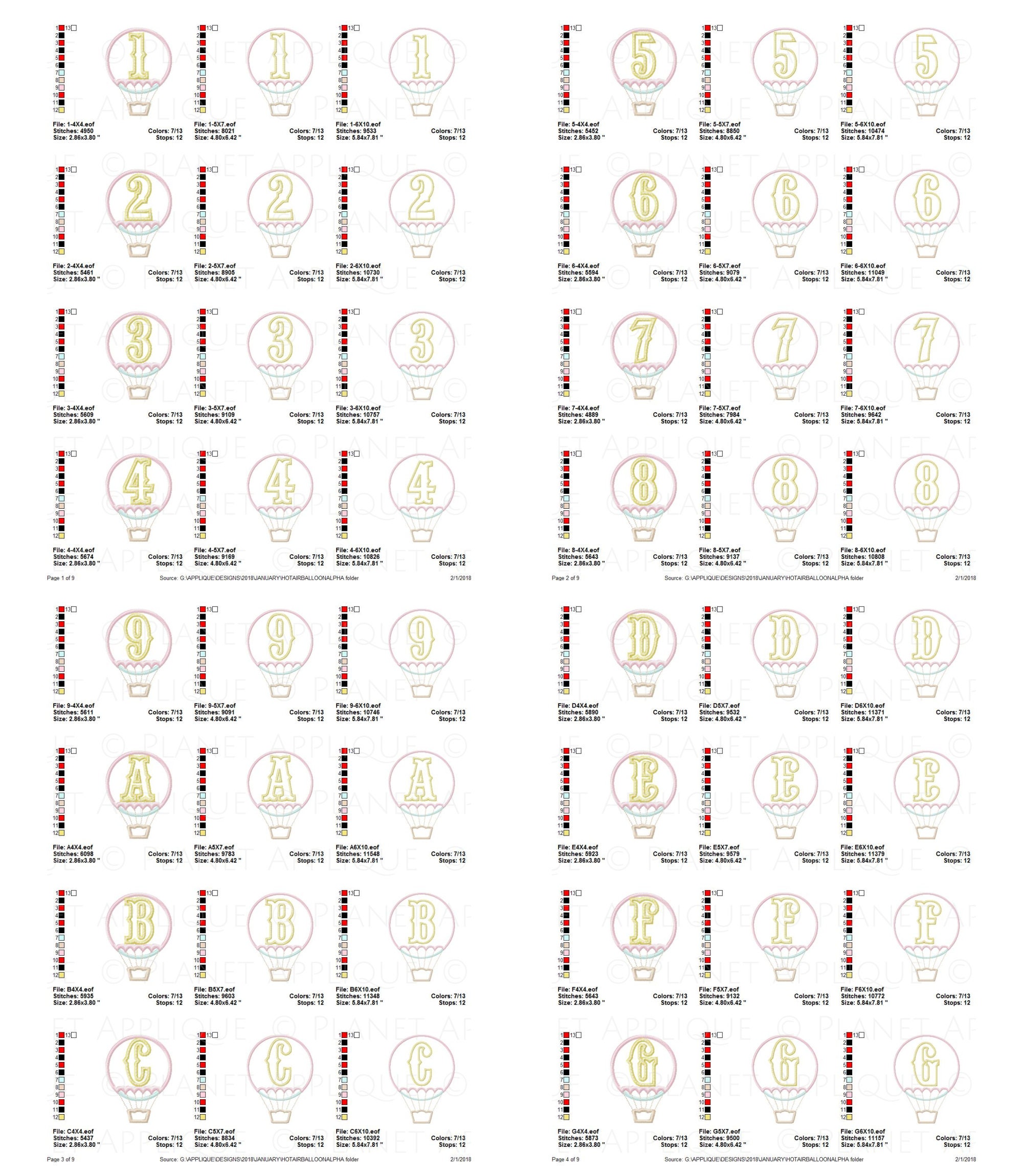 Hot Air Balloon Applique Alphabet Monogram Font Machine - Etsy