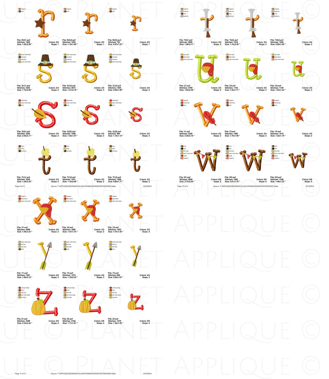 Thanksgiving Monogram Font Alphabet Letters Machine Embroidery - Etsy