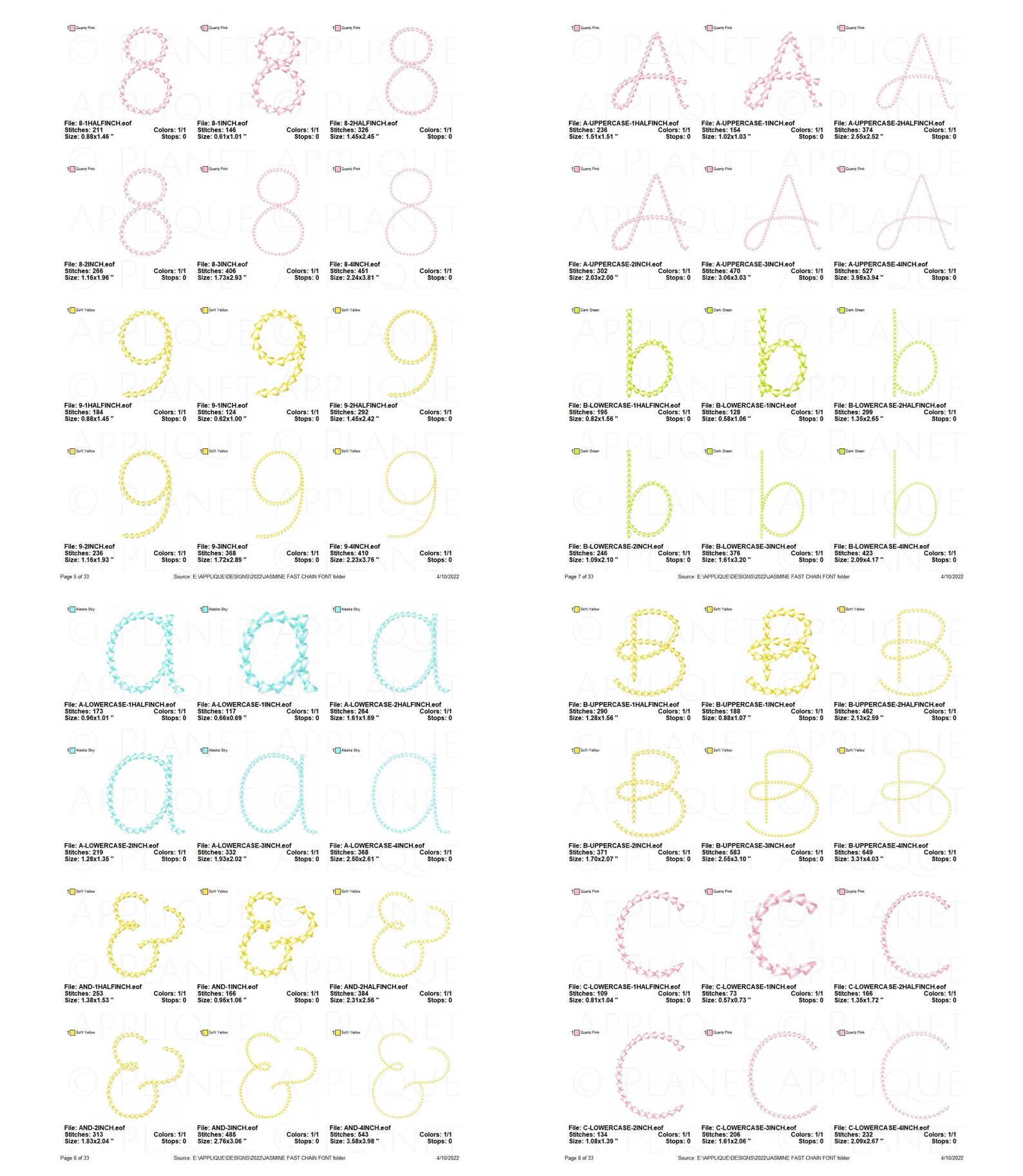 Jasmine Chain Stitch Cursive Script Monogram Font Alphabet - Etsy