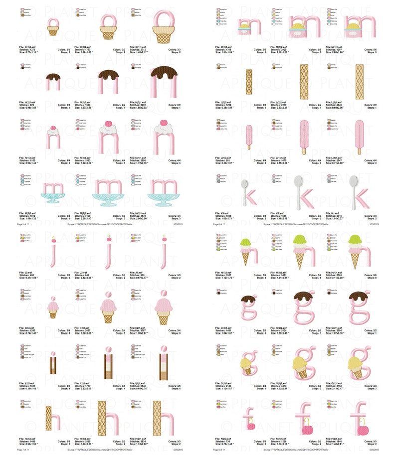 Ice Cream Scoops Alphabet Monogram Font Machine Embroidery Designs - Etsy