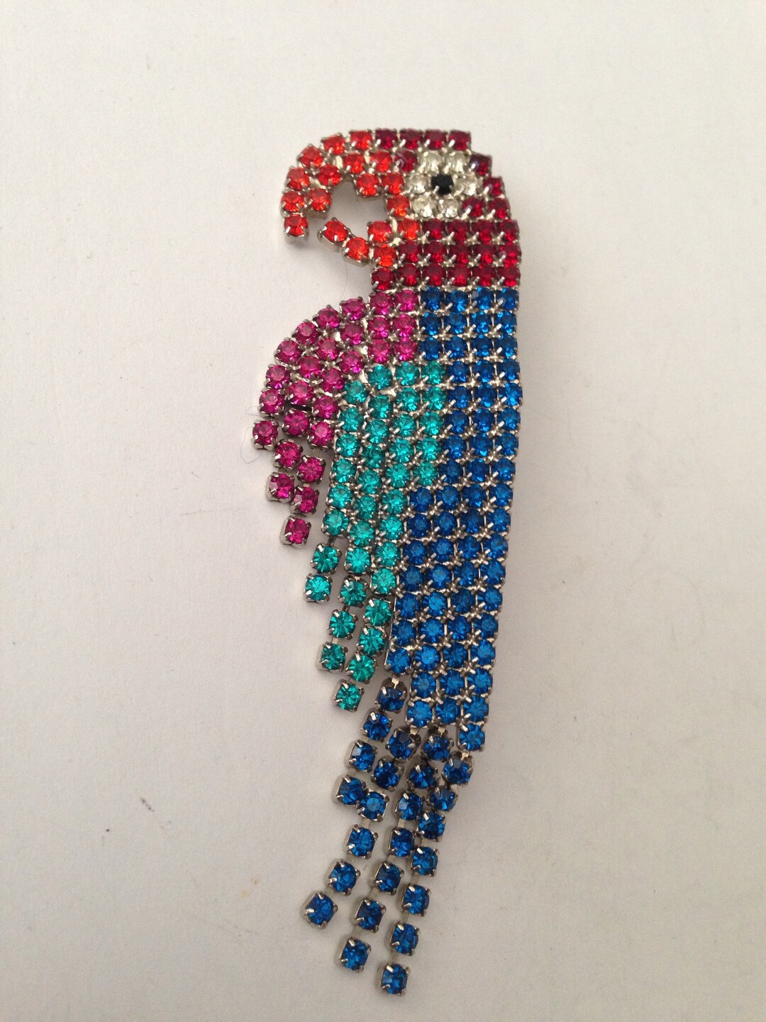 Unique Designer Dorothy Bauer Multi-colored Rhinestone Parrot Bird Pin ...