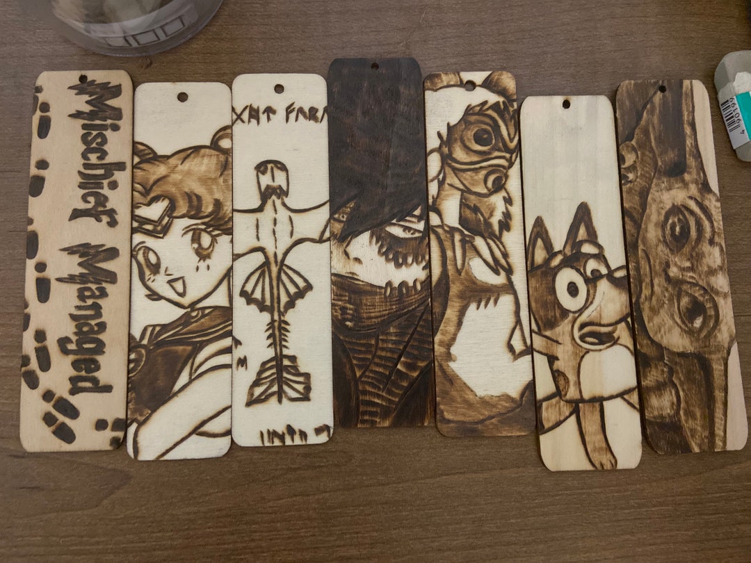 Character Wood Burned Bookmarks - Etsy