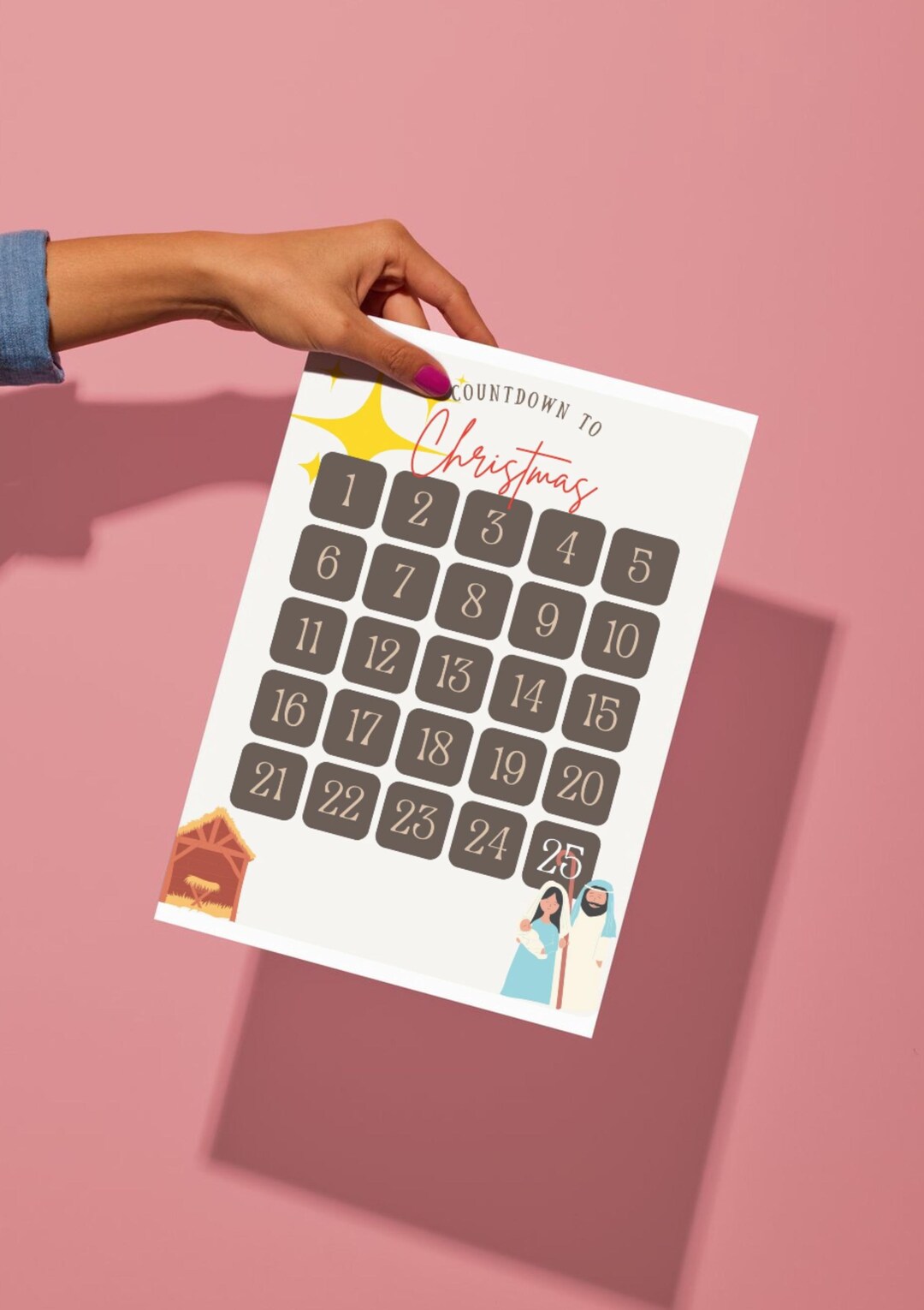 Religious Christmas Countdown Card, English and Spanish, Countdown to ...