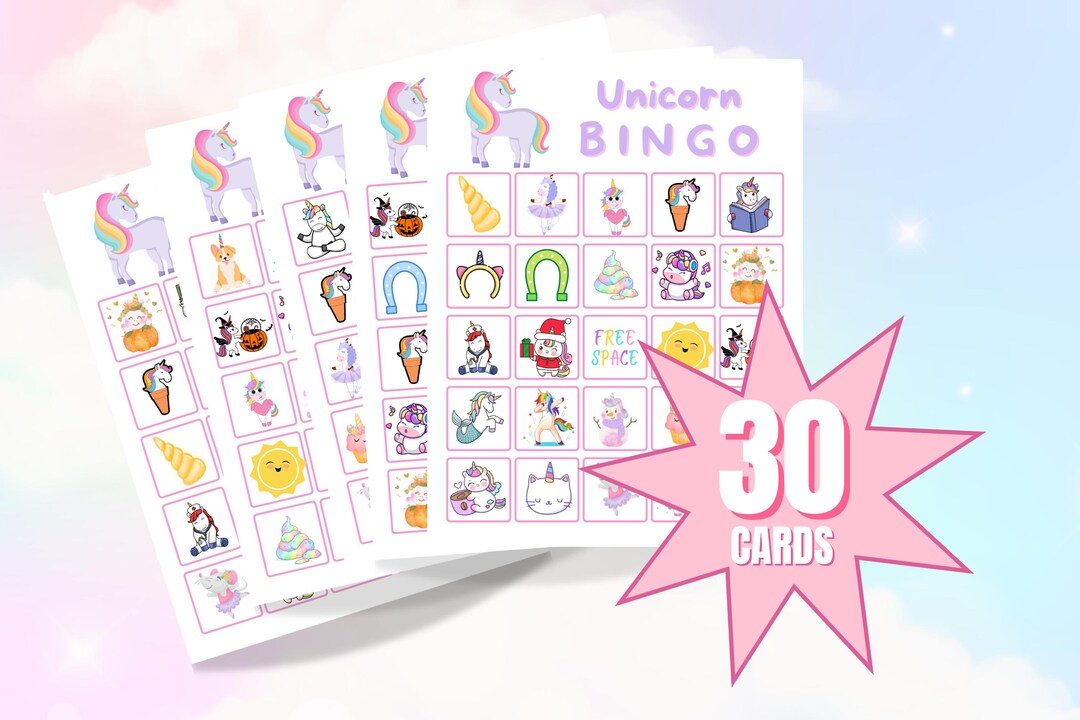 Unicorn Bingo Game | Printable Unicorn Party Activity | Magical Bingo ...