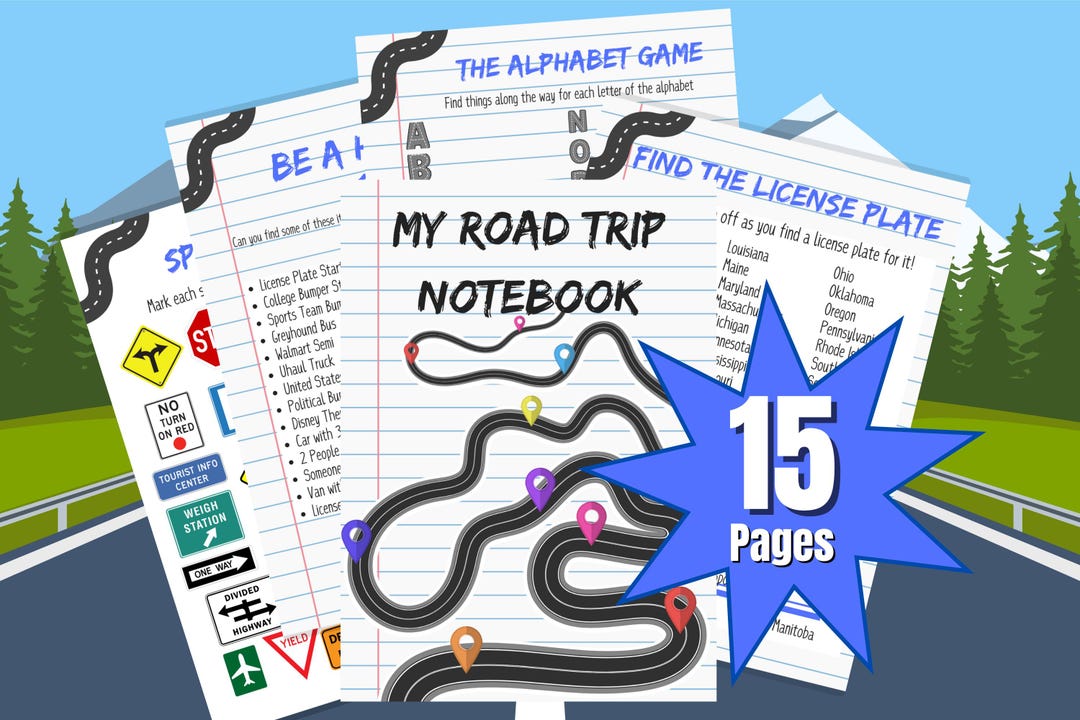 Printable Road Trip Activity Notebook for Kids Fun Travel Games ...