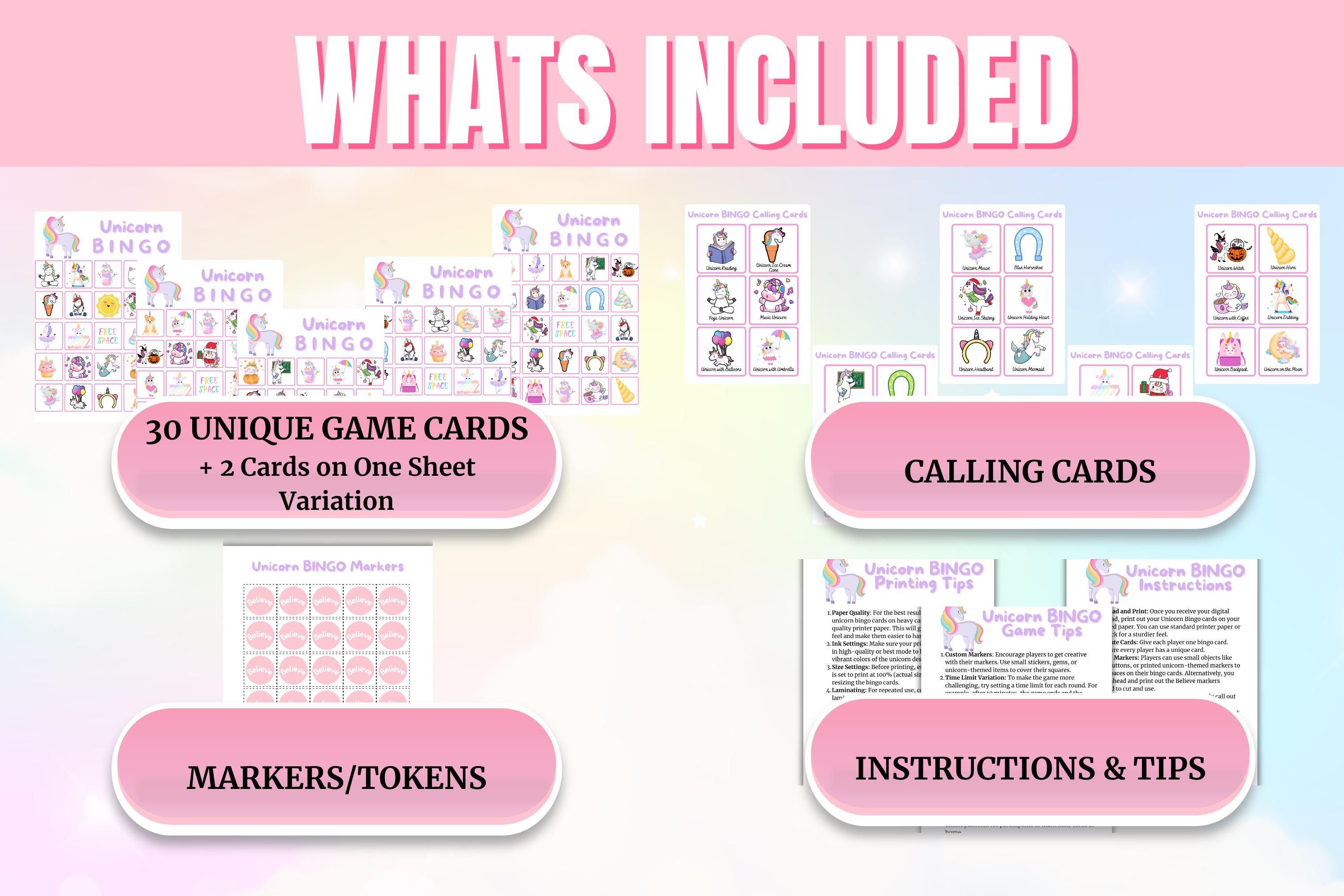 Unicorn Bingo Game | Printable Unicorn Party Activity | Magical Bingo ...