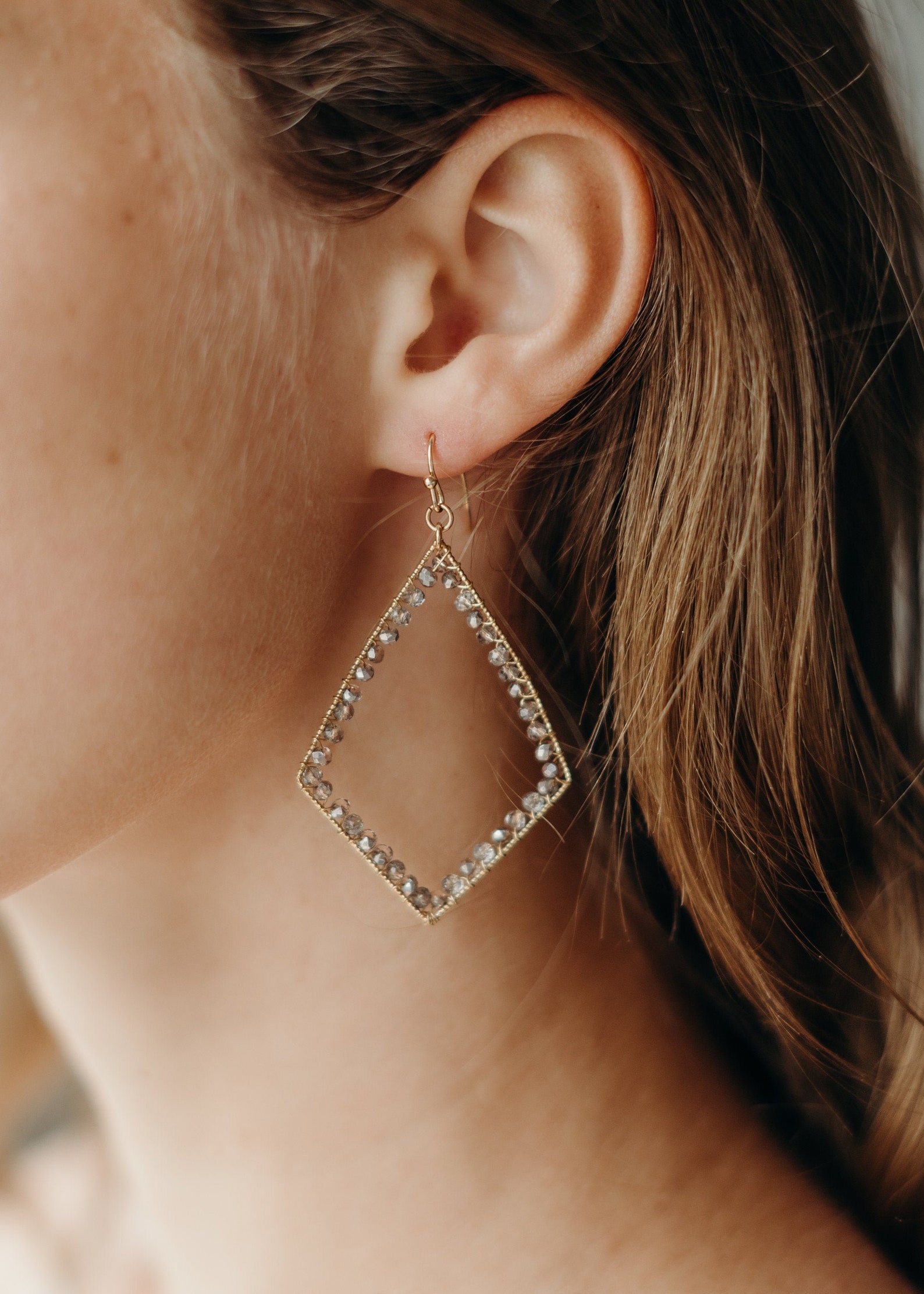 Beaded Triangle Earrings - Etsy