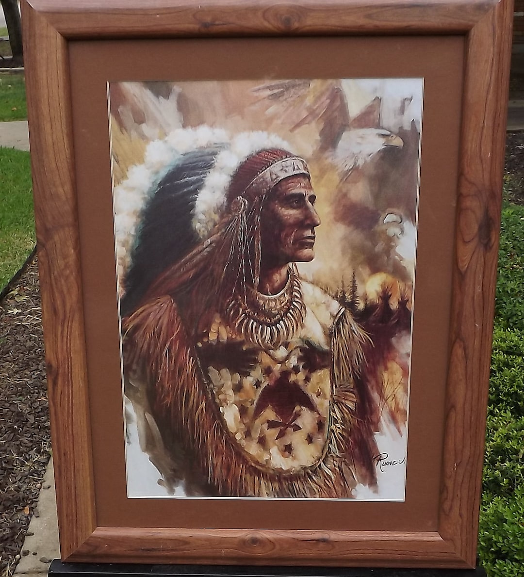 Vintage Offset Lithograph, indian Eyes of the Eagle, by Ruane Manning ...