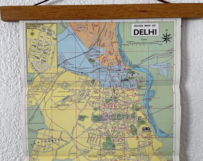 Delhi, India- 1970’s Vintage Map - Etsy
