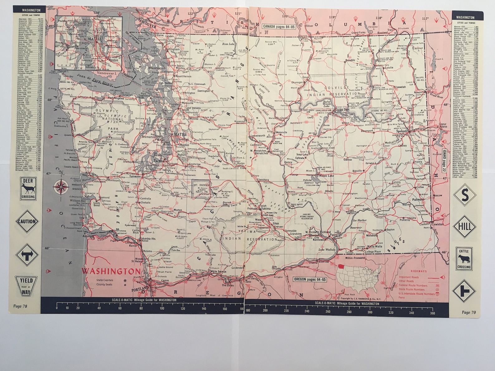 1960s Washington State Map Vintage Atlas - Etsy