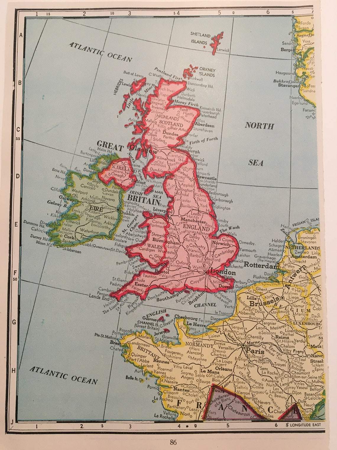 1940s North Sea Area During WWII Map Vintage Atlas - Etsy UK