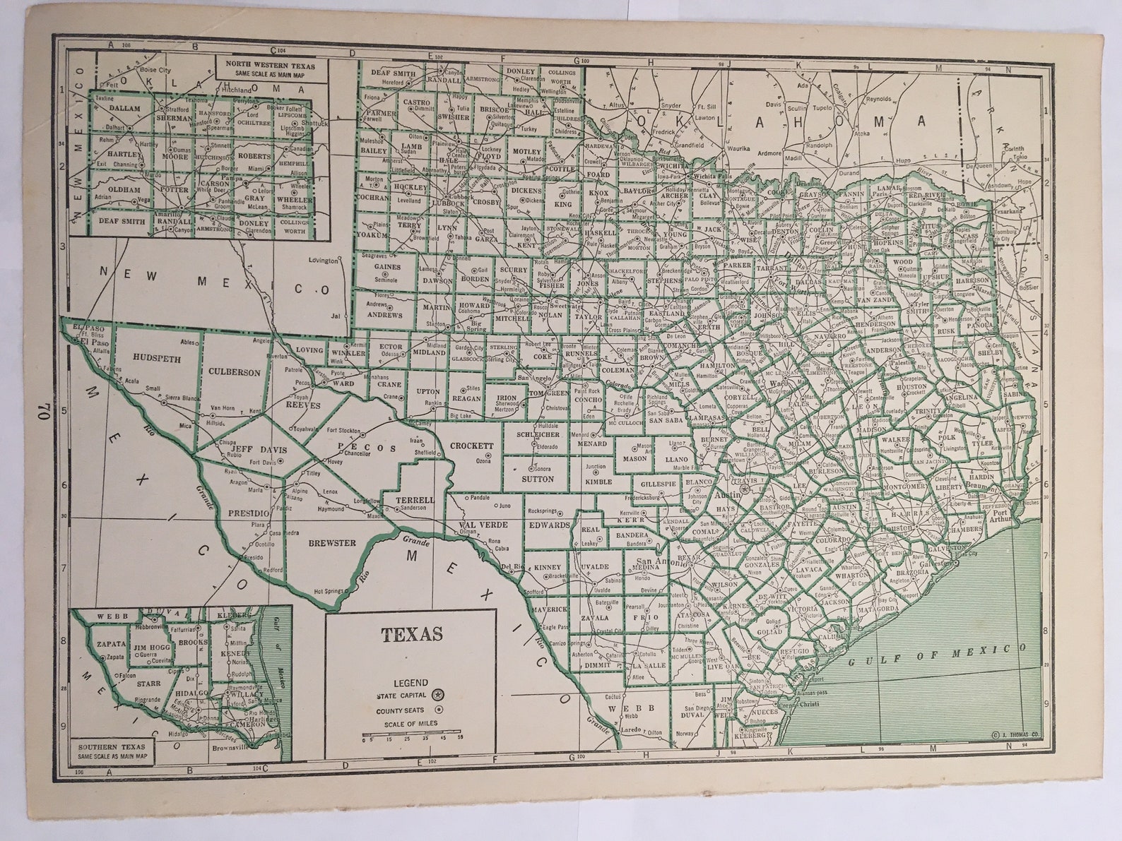 1930’s Vintage Texas Map - Etsy