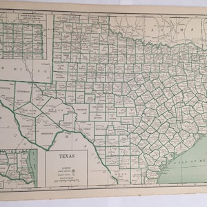 1930’s Vintage Texas Map - Etsy