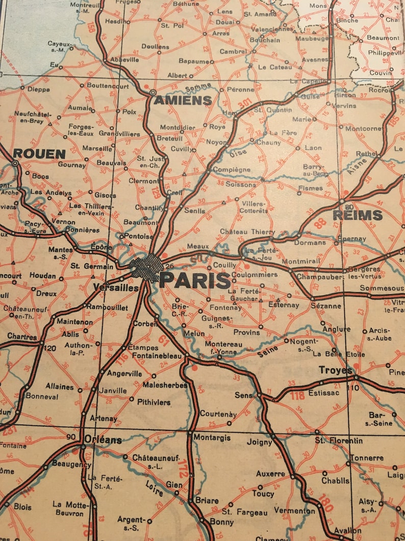 1930s France Map- European Road Atlas - Etsy