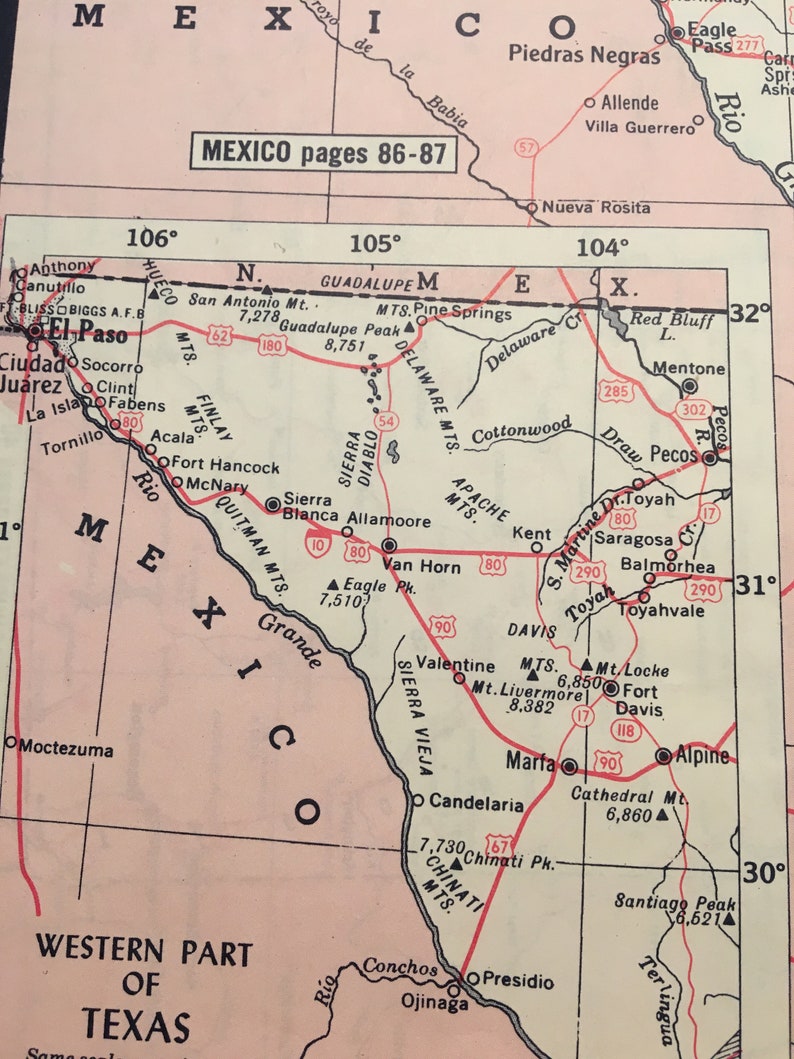 1960s Texas State Map Vintage Atlas - Etsy