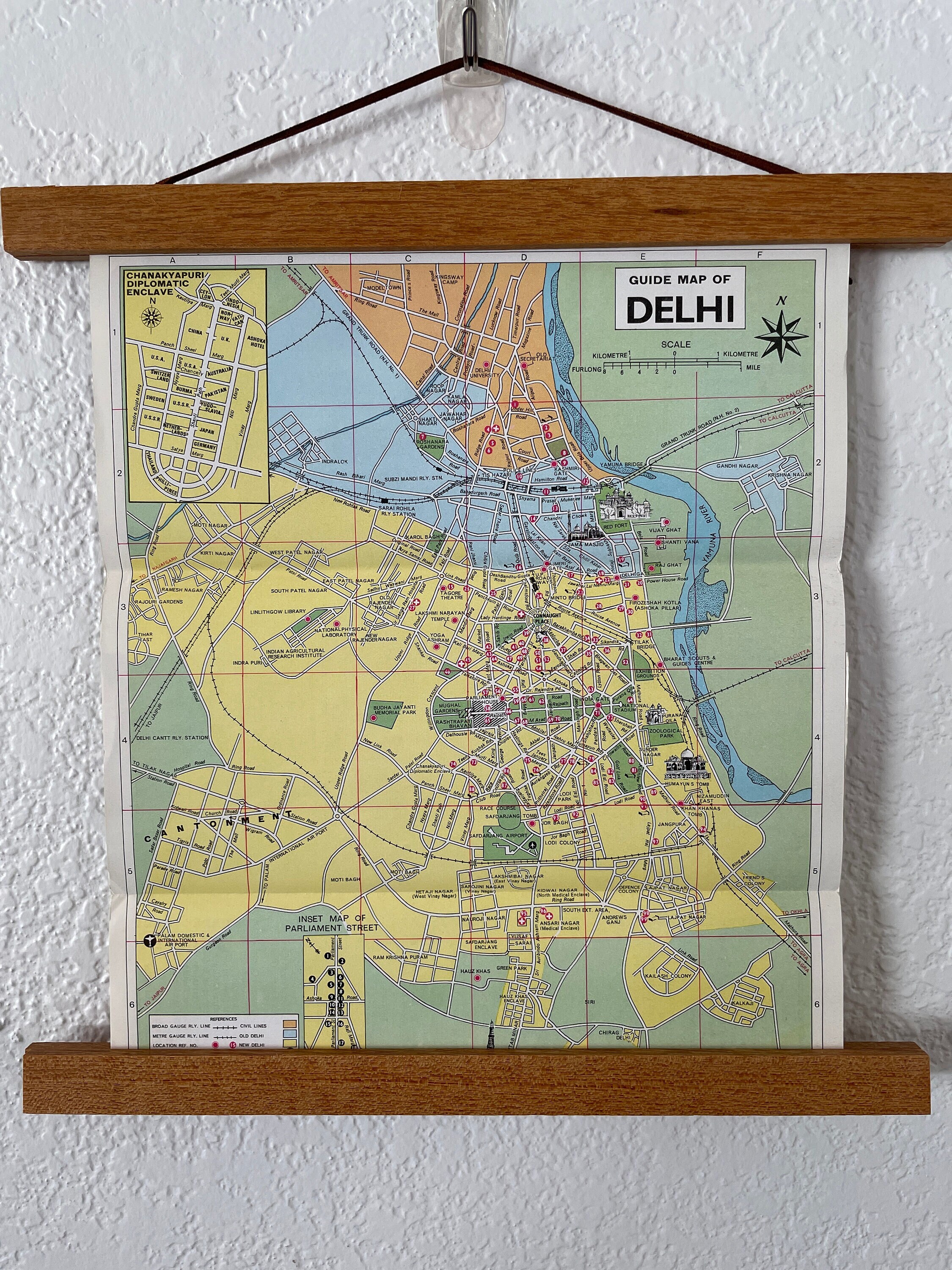 Delhi, India 1970s Vintage Map - Etsy