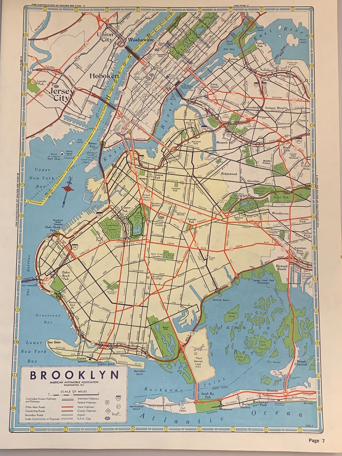 1960s Vintage Brooklyn New York Map Vintage Atlas - Etsy Hong Kong