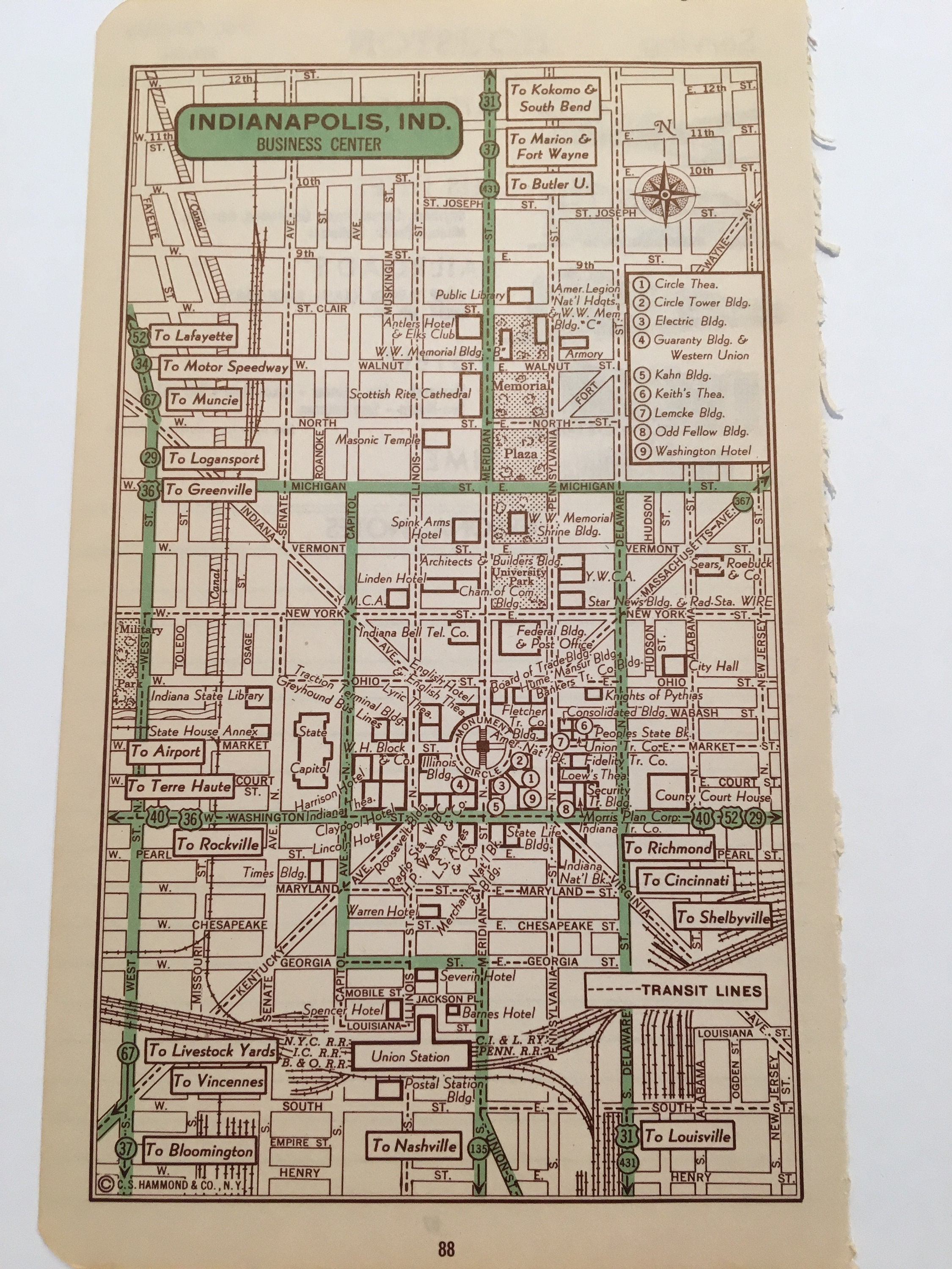 1950’s Indianapolis Map- City Road Atlas - Etsy