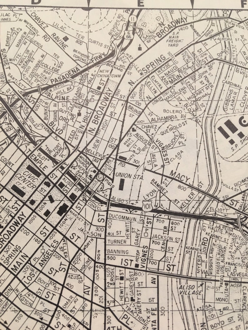 1960s Downtown LA Map Vintage Los Angeles Road Atlas - Etsy