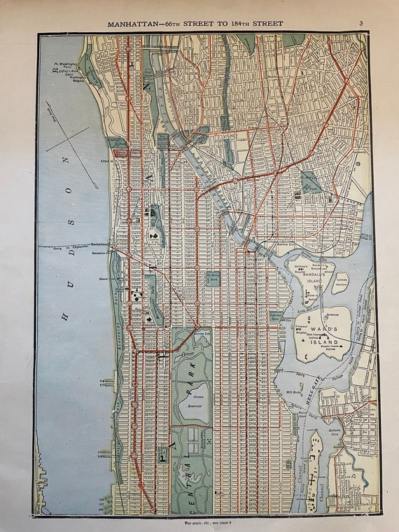 Globes & Maps NYC Atlas Vintage Upper Manhattan Map Home & Living Home ...