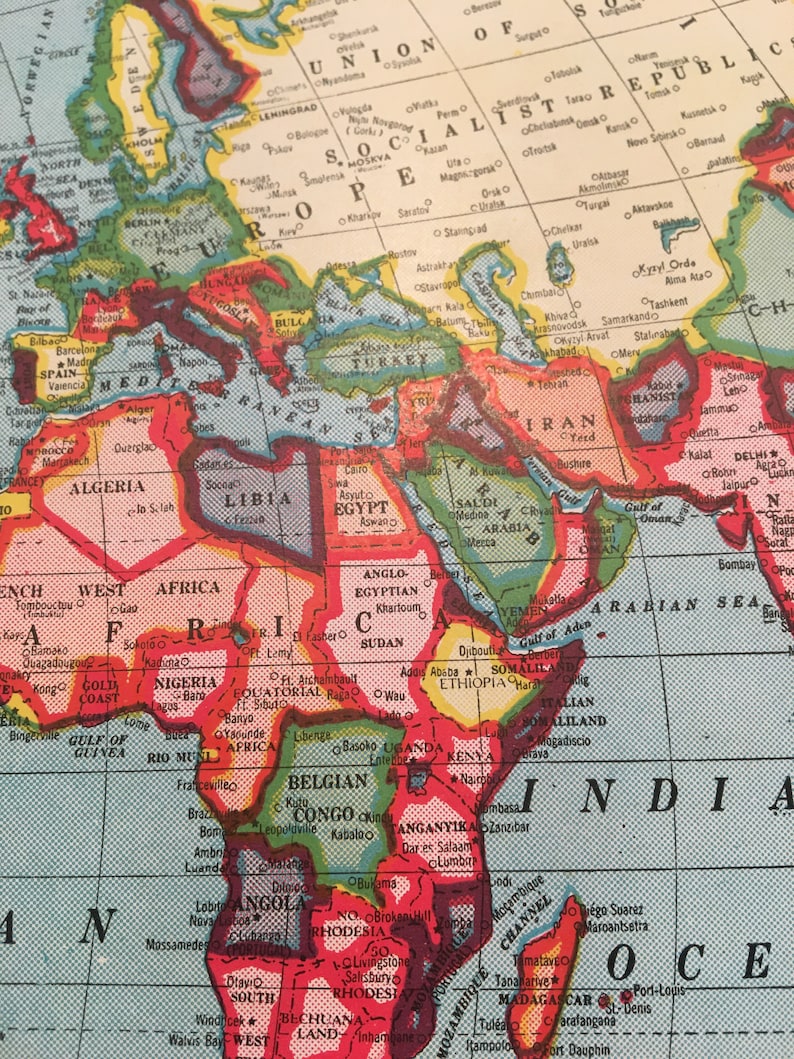 1940s the World Map During WWII Vintage Atlas - Etsy