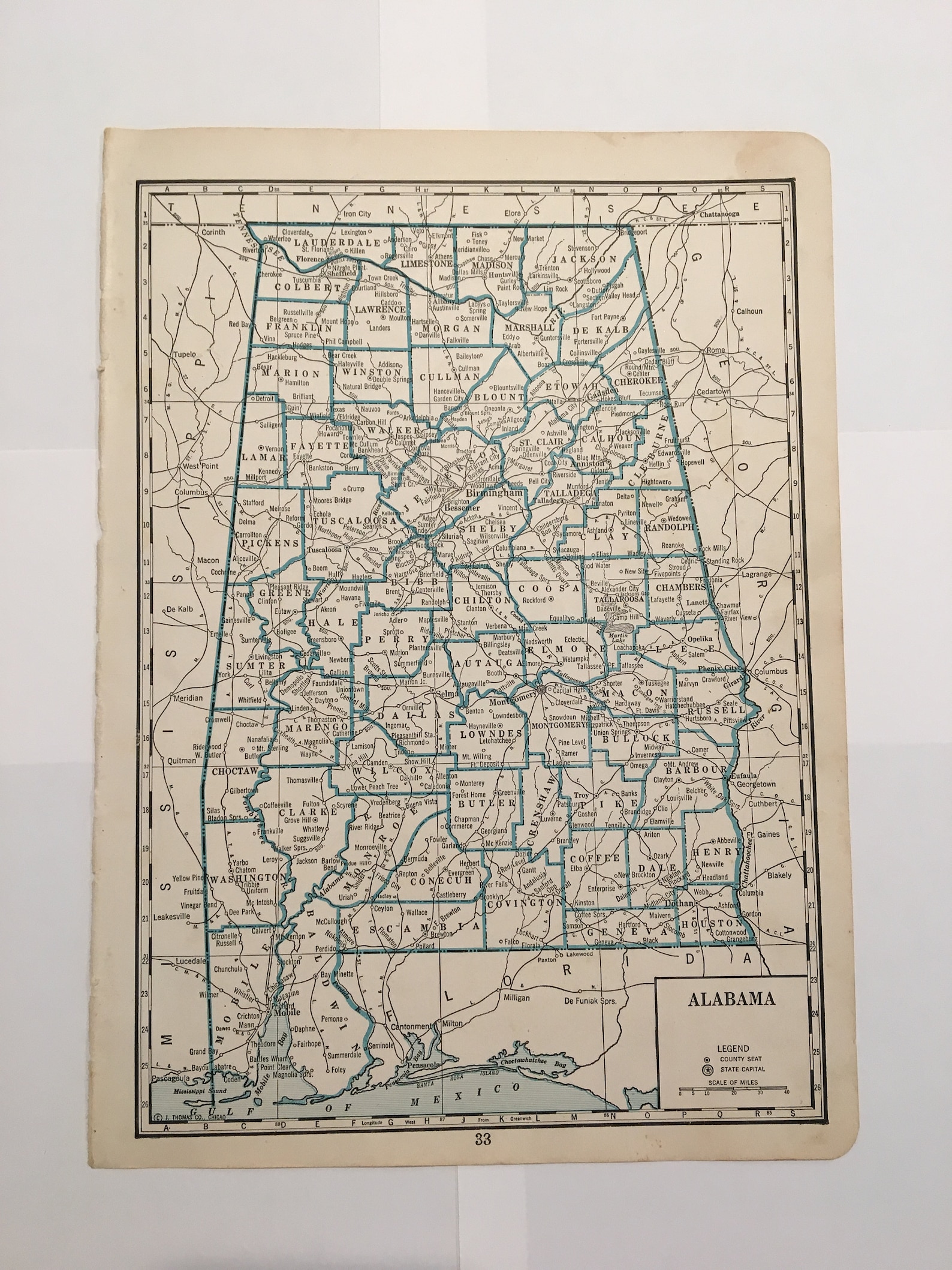 1930s Alabama Vintage Map United States of America - Etsy
