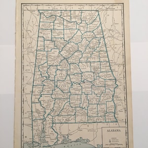 1930’s Alabama Vintage Map- United States of America - Etsy