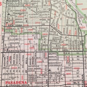1960’s Vintage Pasadena, Altadena, & Sierra Madre Map - Vintage Road ...