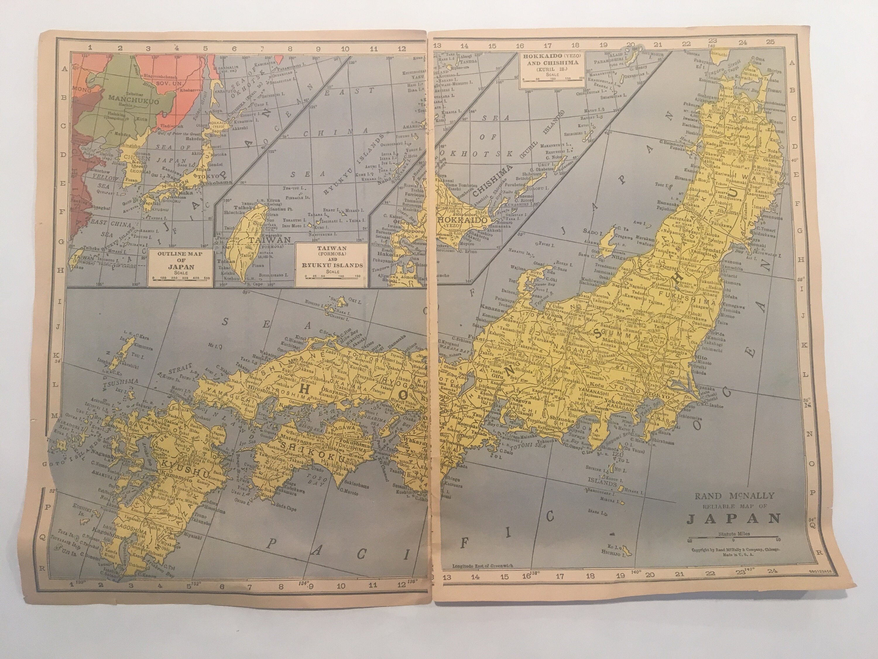 1940s Japan Vintage Map Rand Mcnally World Atlas 1942 - Etsy