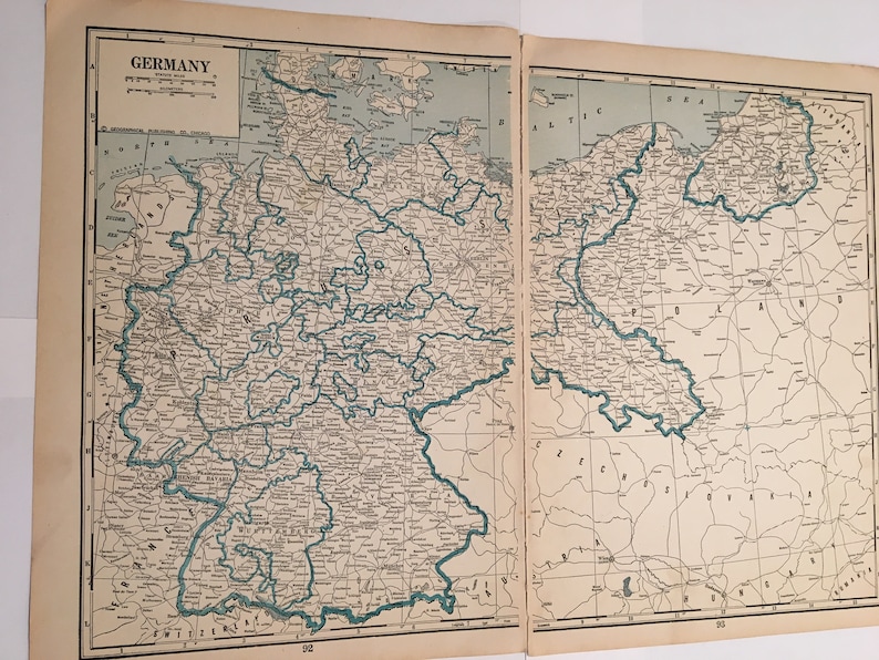 1930s Germany Vintage Map Vintage Atlas-wwii - Etsy