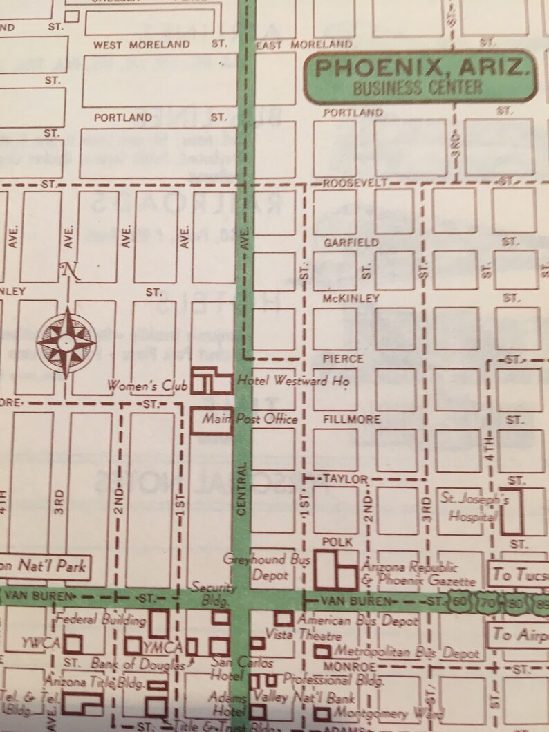 1950’s Phoenix Map- City Road Atlas - Etsy