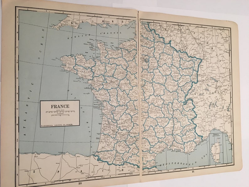 1930s France Vintage Map Vintage Atlas - Etsy