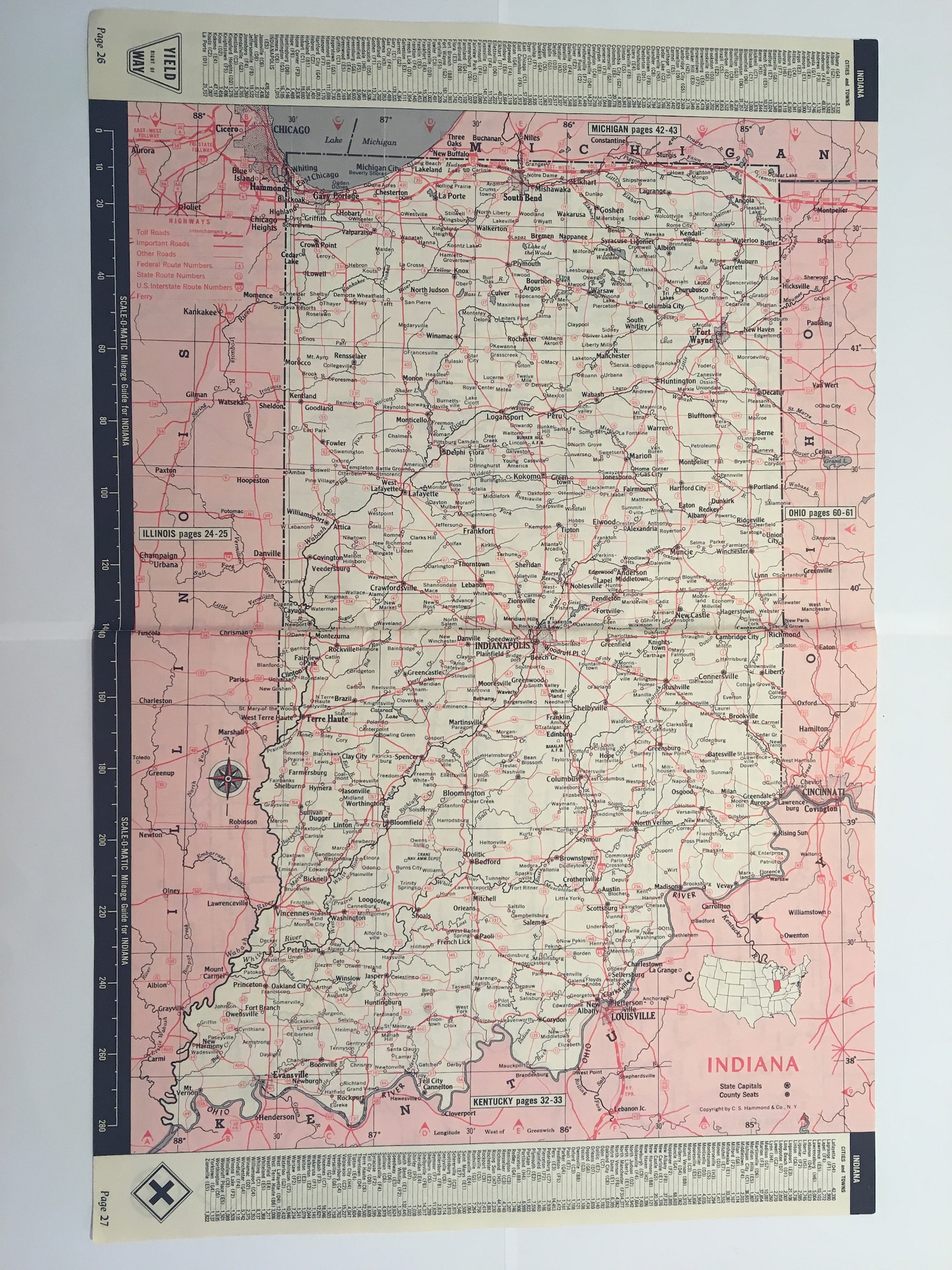 1960s Indiana State Map Vintage Atlas - Etsy