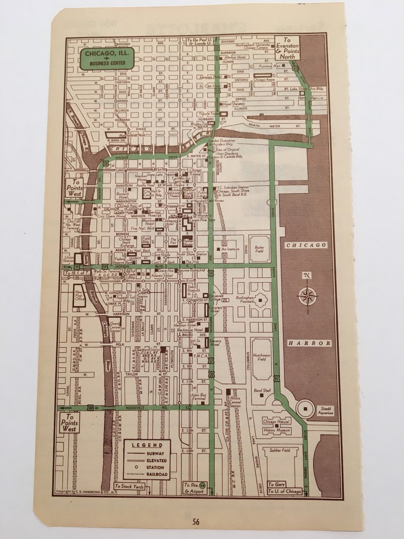 1950s Chicago Vintage Map City Road Atlas - Etsy