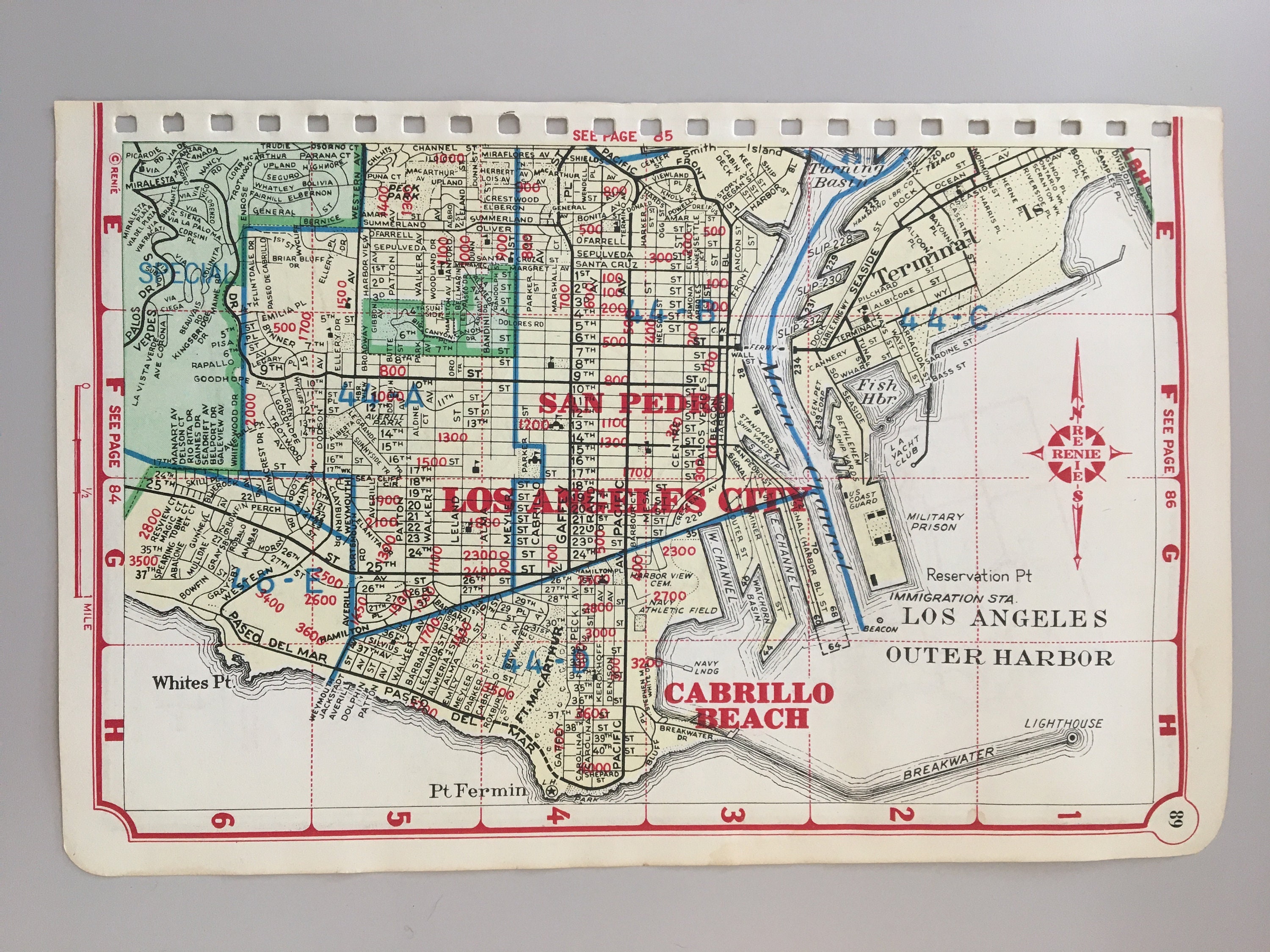 Vintage San Pedro & Port of Los Angeles Map Vintage Road - Etsy UK