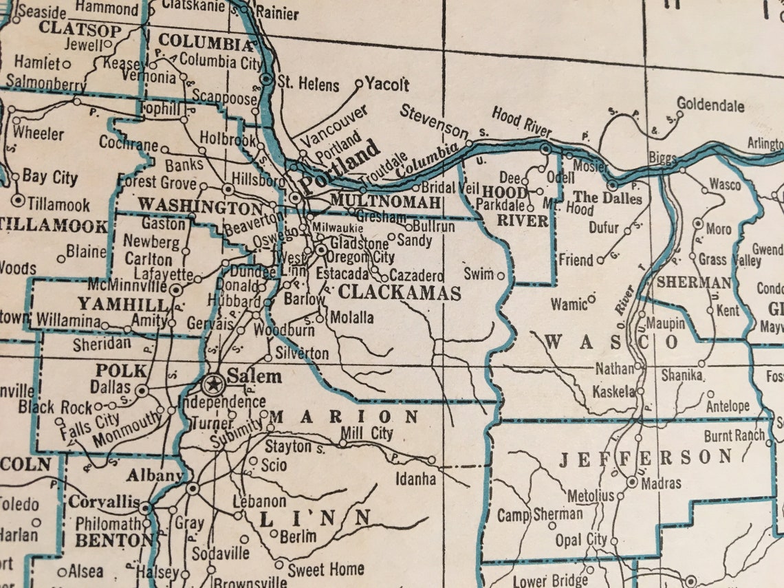 1930s Vintage Oregon Map | Etsy