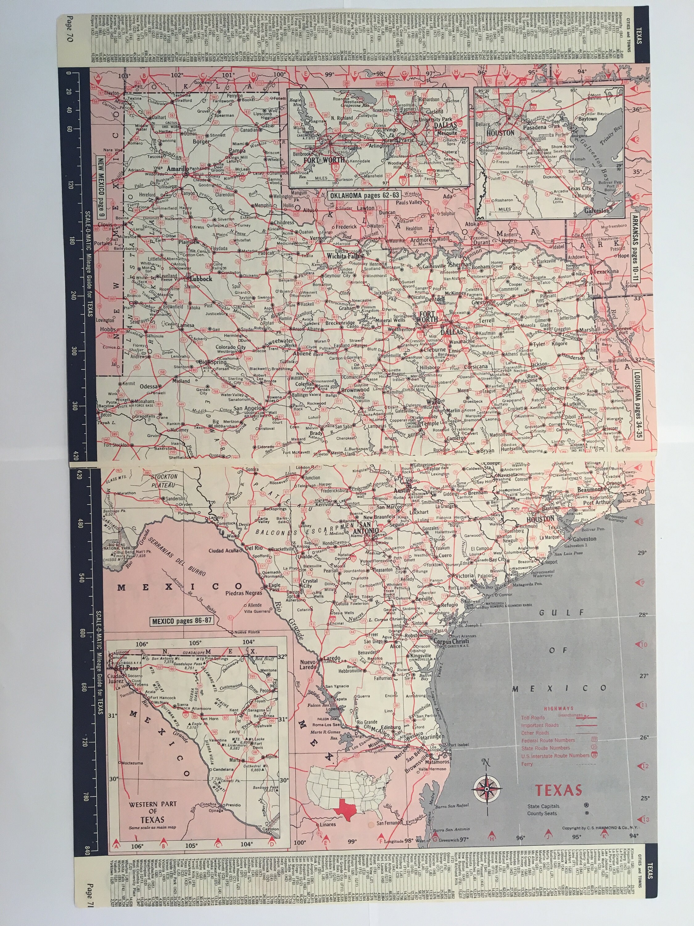 1960s Texas State Map- Vintage Atlas - Etsy