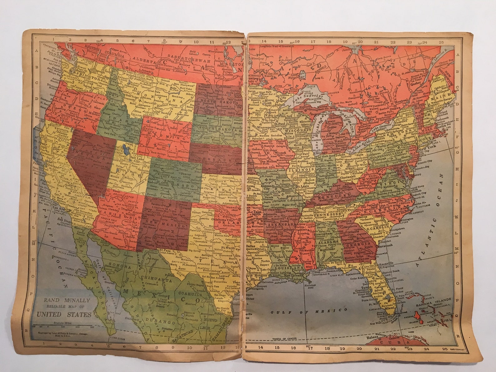 1940s Map United States of America Rand Mcnally World Atlas - Etsy