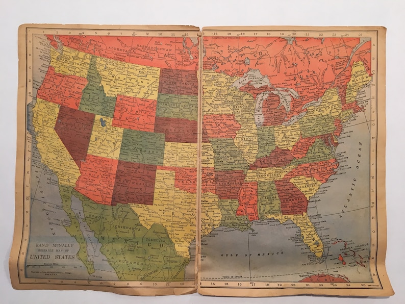 1940s Map United States of America Rand Mcnally World Atlas - Etsy UK