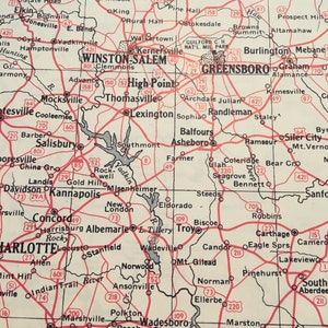 1960s North Carolina State Map- Vintage Atlas - Etsy