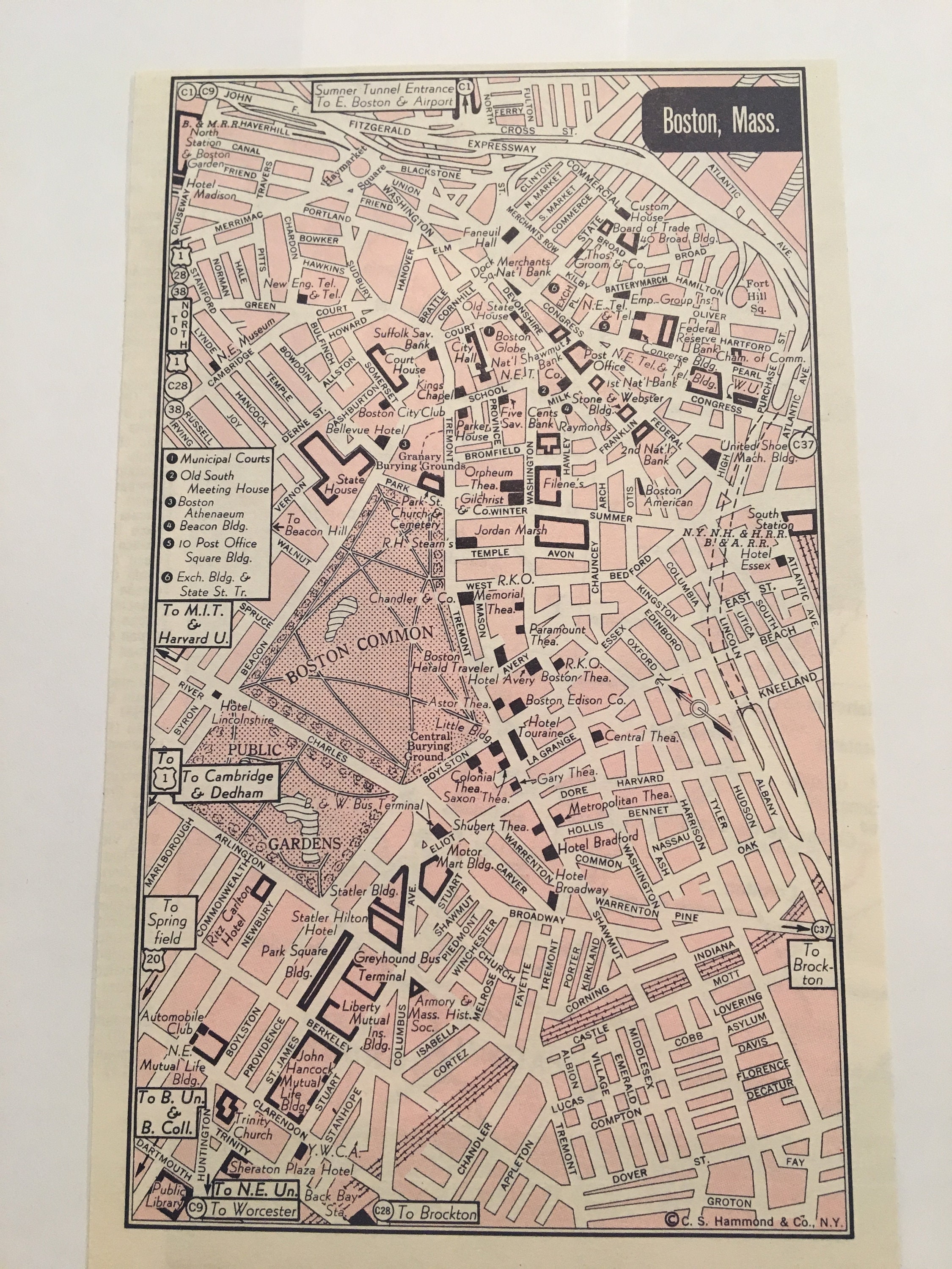 1960s Boston City Map Vintage Atlas - Etsy