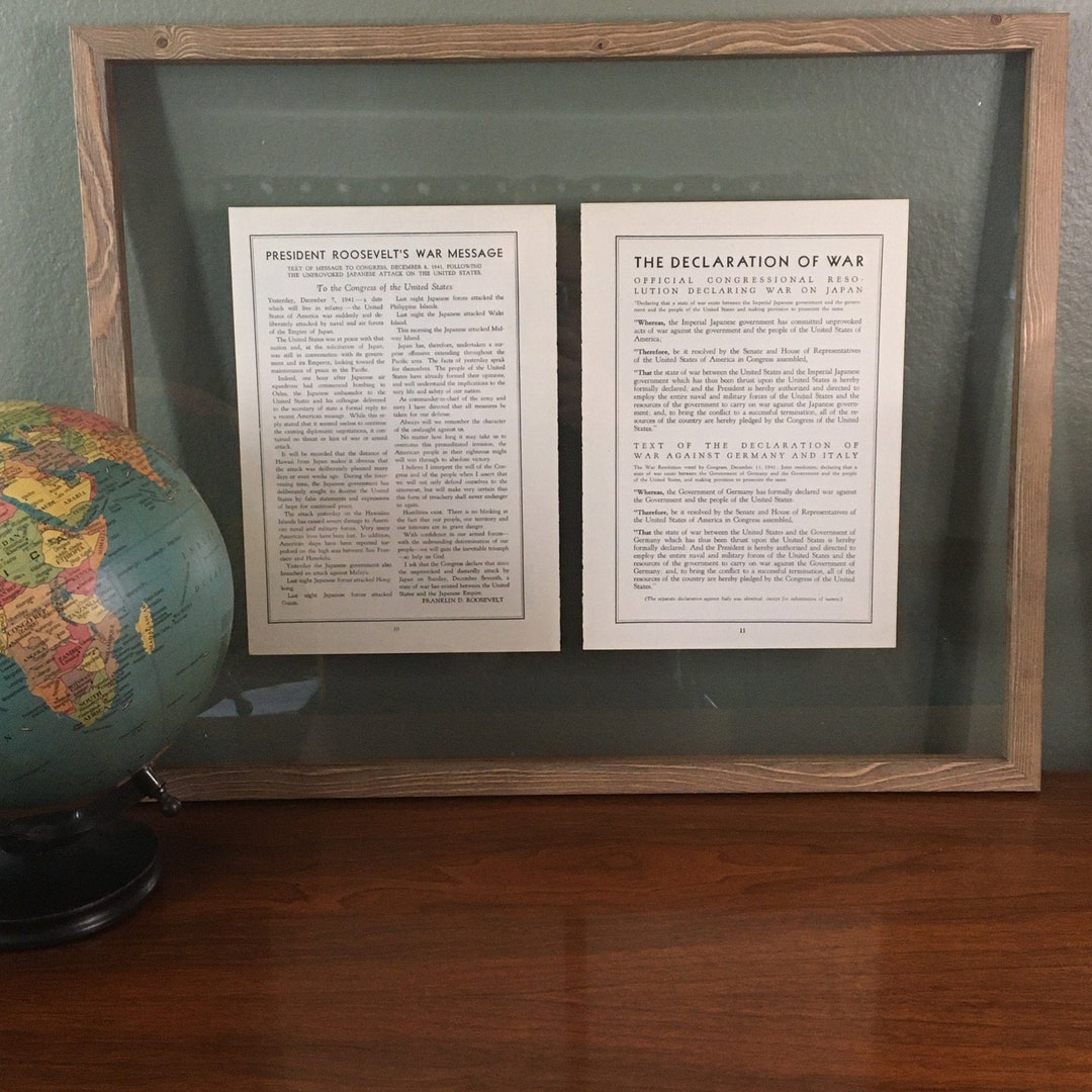 1940’s WWII Declaration of War & Roosevelt's War Address- Vintage Atlas ...