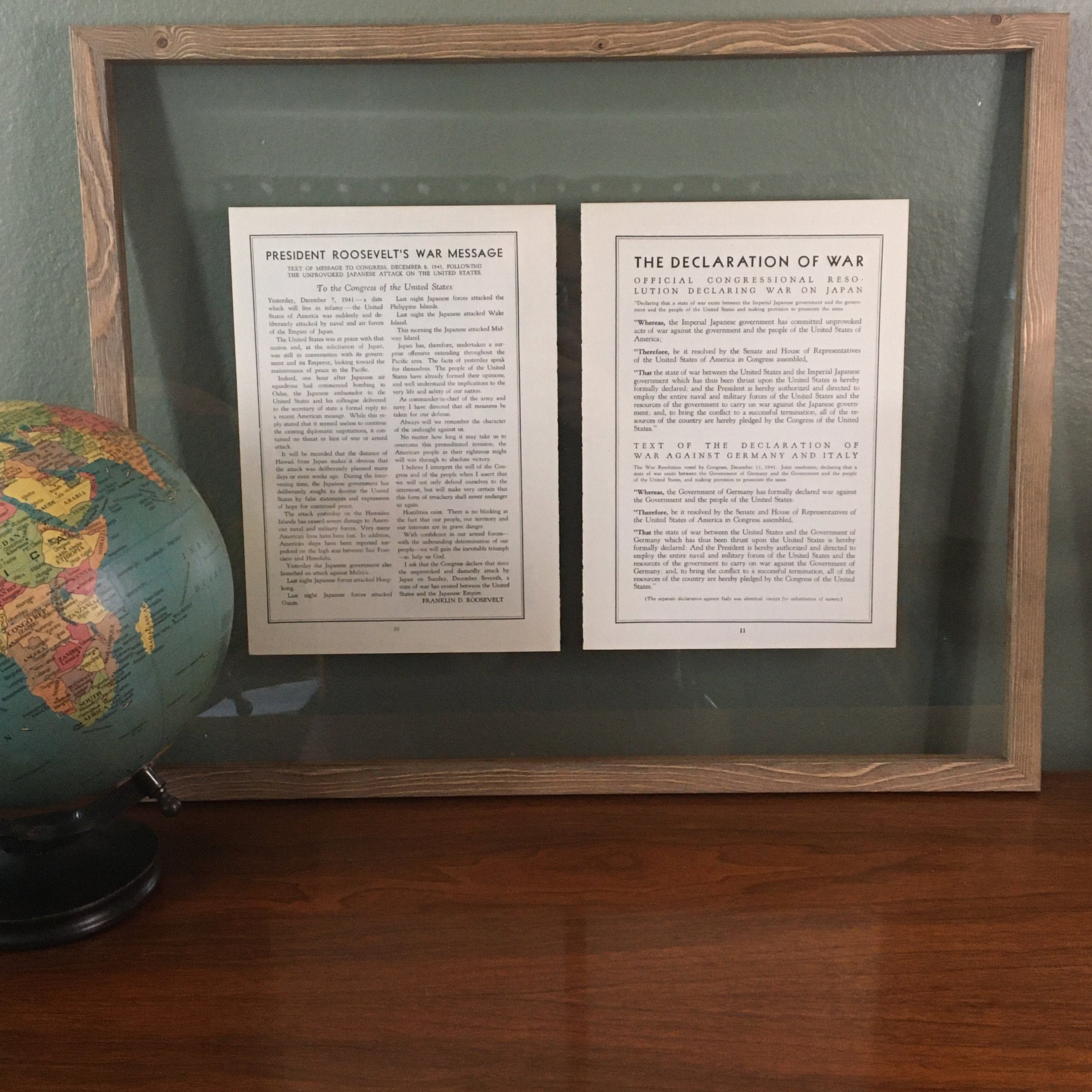 1940s WWII Declaration of War & Roosevelt's War Address Vintage Atlas ...