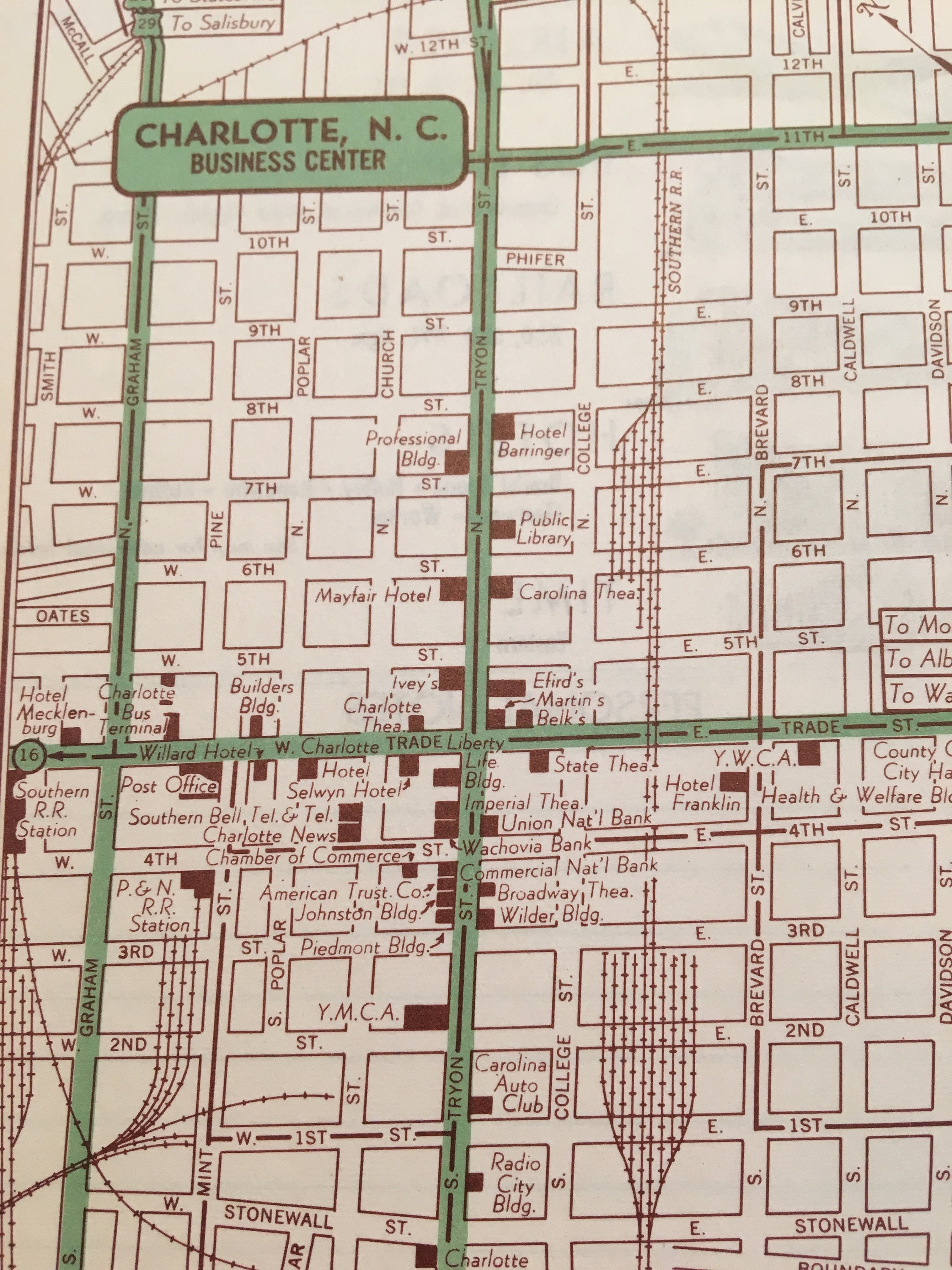 1950s Charlotte Map City Road Atlas - Etsy