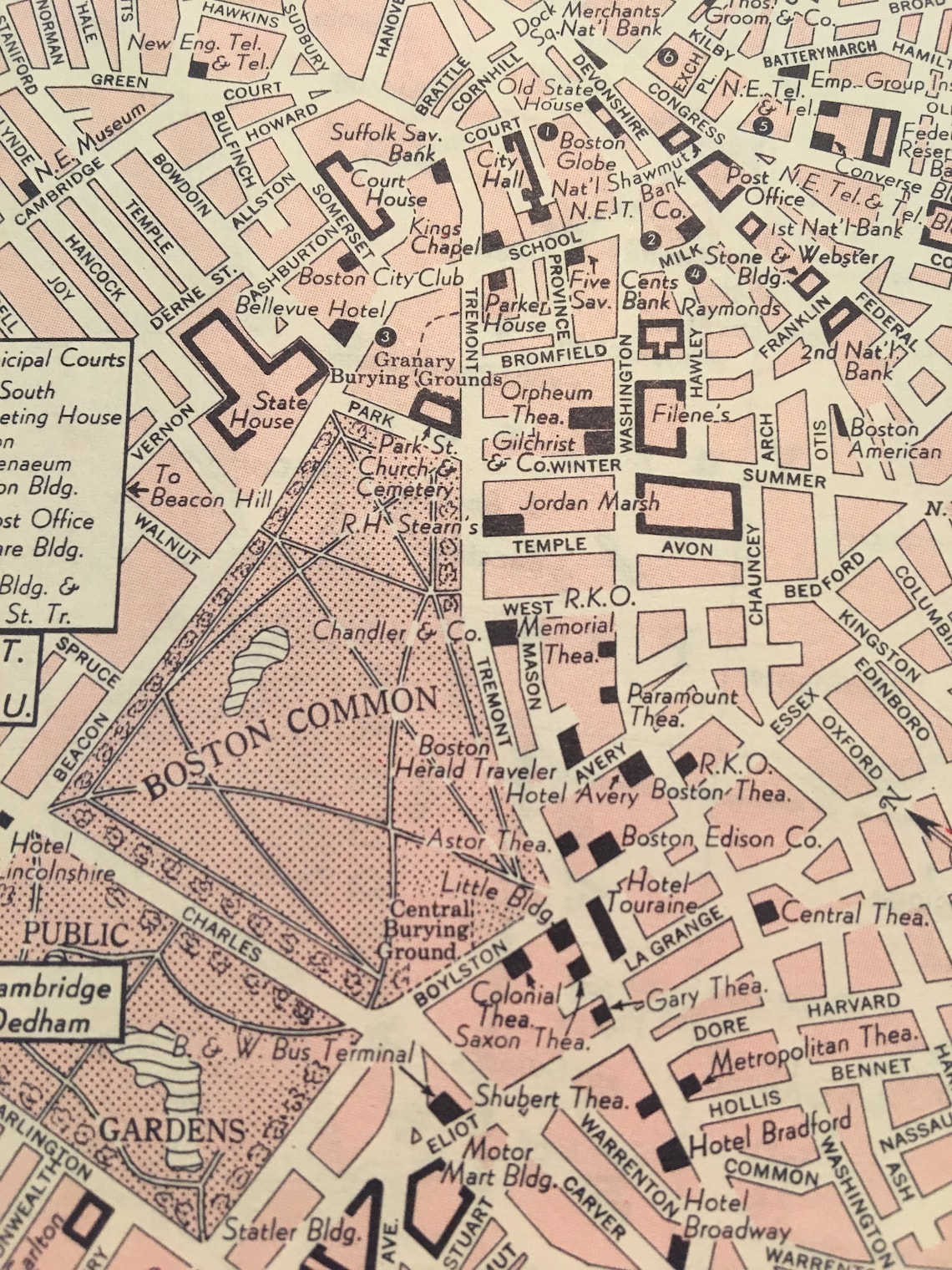 1960s Boston City Map Vintage Atlas - Etsy