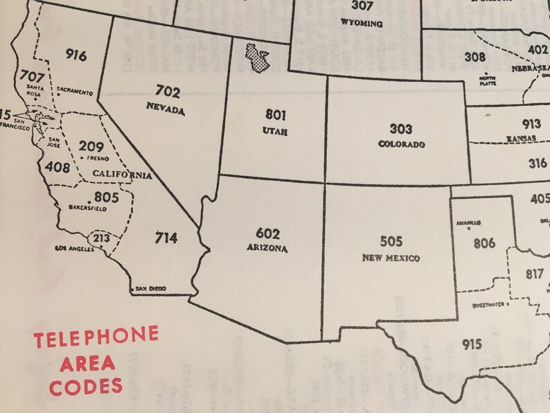 1960s Telephone Area Code Map US United States Vintage Road Atlas - Etsy
